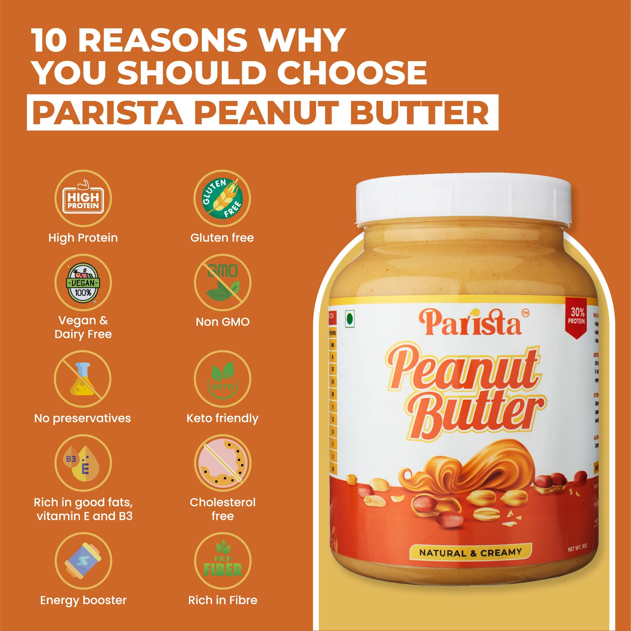 Natural & Creamy Peanut Butter – Parista Peanut Butter