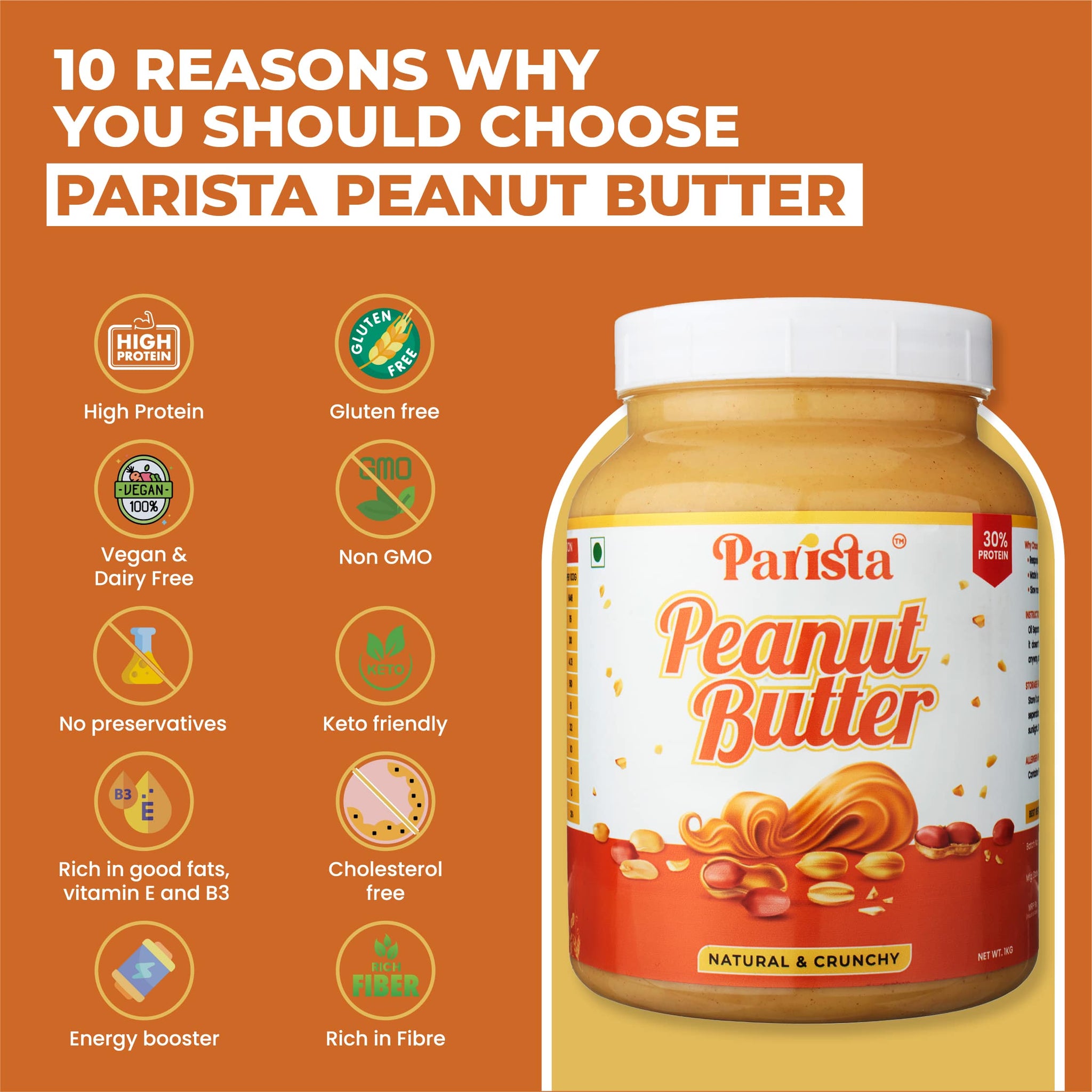 Natural & Crunchy Peanut Butter – Parista Peanut Butter