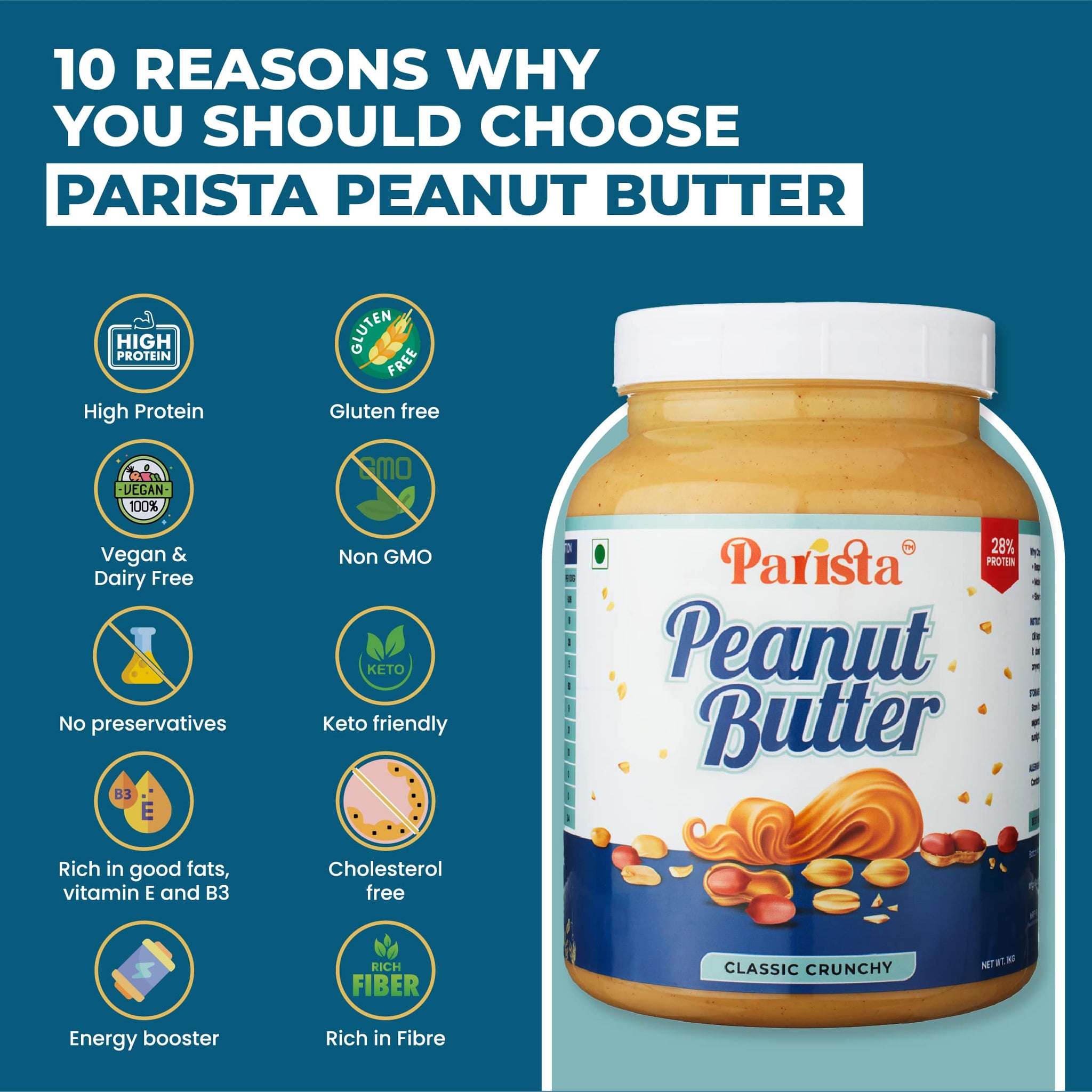 Classic Crunchy Peanut Butter – Parista Peanut Butter